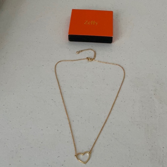 zeffy | Jewelry | Zeffy Gold Plated Open Heart Necklace | Poshmark